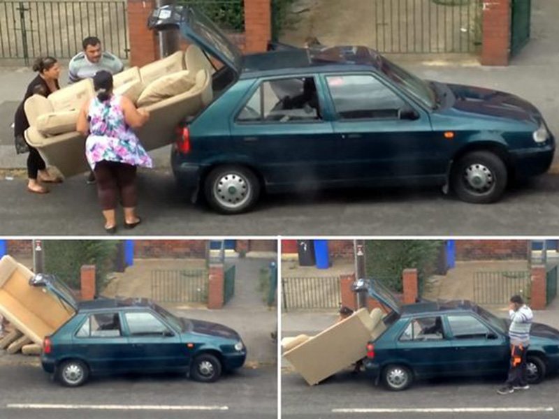 OGROMEN kavč in MALI avto